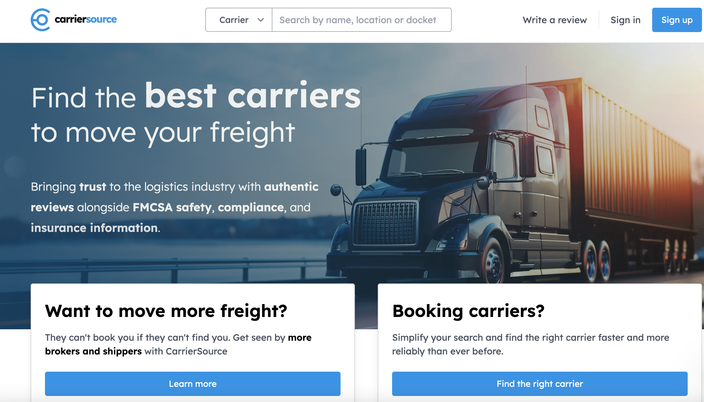 How to Find Carriers on CarrierSource